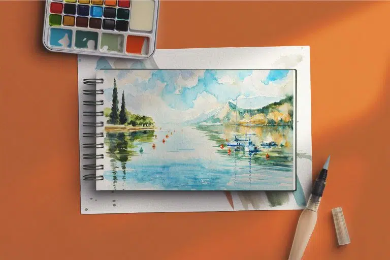 Artistic Watercolor Notebook Scene Creator Mockup - Custom Scene